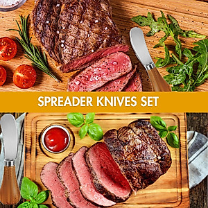 Houkiper Butter Spreader Knife, 2 Pack Stainless Steel Cheese Spreader with Wooden Handle 12.5cm Small Butter Knife for Kitchen, Butter Knife Spreader for Vegetables Fruits Cheese Picnic