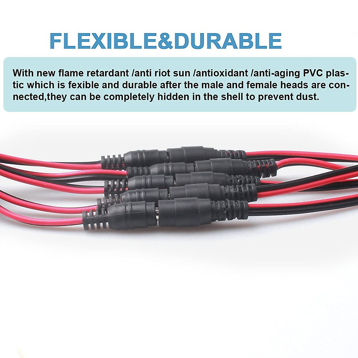 DC Power Pigtail Cable 26 Pairs DC Power Pigtail Wire Plug 1A 2A Pure Copper 2.1mm x 5.5mm 12V Male & Female Connectors for Security CCTV Surveillance System Camera and Lighting Power Adapter (26)