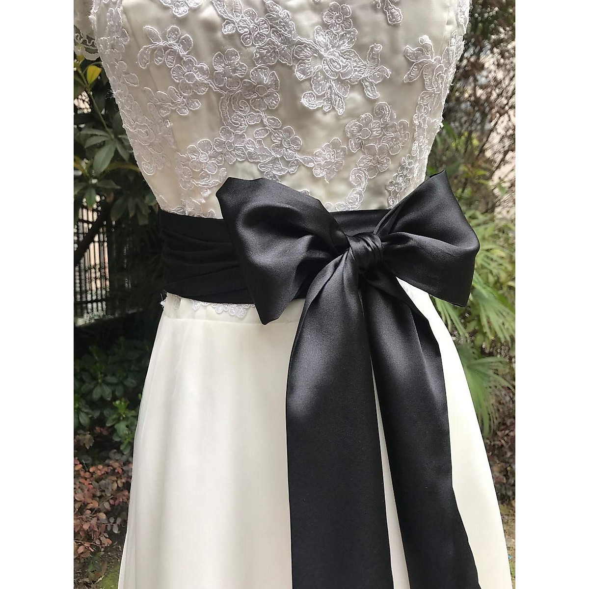 AIMECHA Special Occasion Dress Sash Wedding Sash Bridal Belts 4'' Wide Double Side (Black)