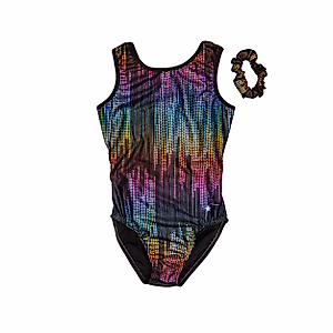 Destira Gymnastics Leotards for Girls, Tokyo Nights, Super Soft Leotards for Women and Girls with Matching Scrunchie, Gymnastics, Dance, Cheer, Yoga, and More, Adult Small