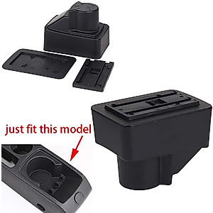 N2Qnice Armrest for Ford Fiesta Armrest Box Car Centre Console Storage Box Arm Rest with Charging Function 7 USB Ports Double-Space