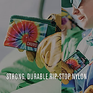 Chums Surfshort Nylon Wallet,Water Resistant,Compact,Ultra Slim,Lightweight,Clear Window ID Slot, Black/Gray