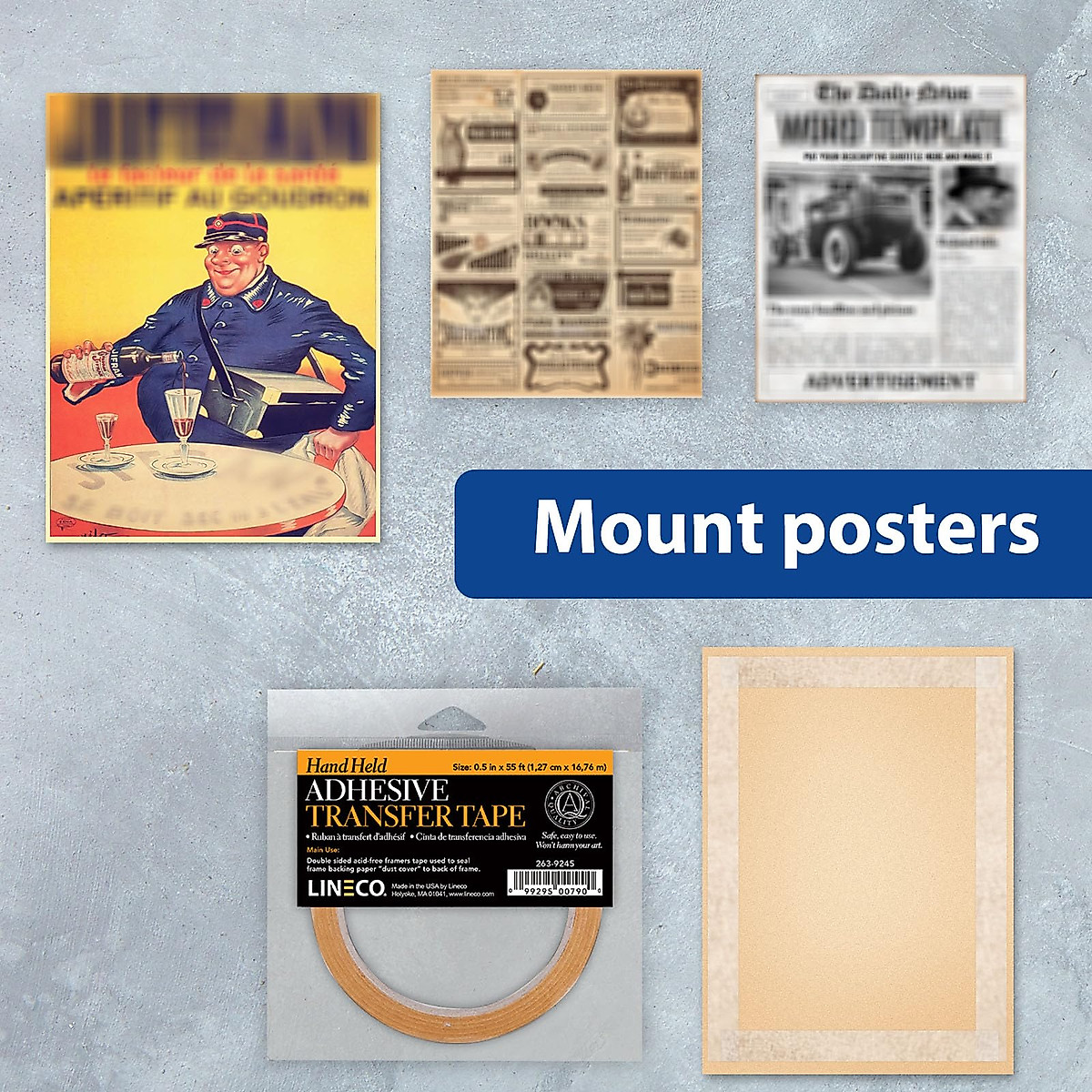 Lineco, Reverse Wound Acid Free 2 mil Adesive Transfer Hand Held ATG Tape. Used in Picture Framing, Mounting of Materials Such as Paper, Wood, Plastics, and Metals