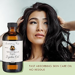Sunny Isle Organic Jojoba Oil 4oz | 100 Pure | Moisturizing for Hair, Face, Skin & Nails | Natural Cold-Pressed | Base Carrier Oil