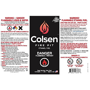 Colsen Tabletop Fire Pit Fuel (1000mL /32 oz.) - Smokeless Odorless Fireplace Ethanol Fuel - Outdoor Indoor Fireplace - Portable Table Top Fire Pit