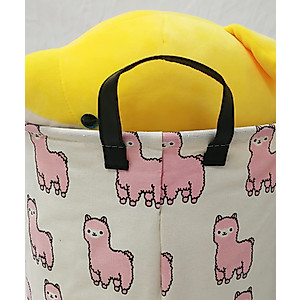 MAIZMZ Pink Storage Bins Gift Toys Box Kids Hamper Girls Laundry Basket Canvas Collapsible Waterproof Organizer Bin for Home/Dorm/Kitchen/Pet/Office/Closet/Shelf/Room decor(Alpace)