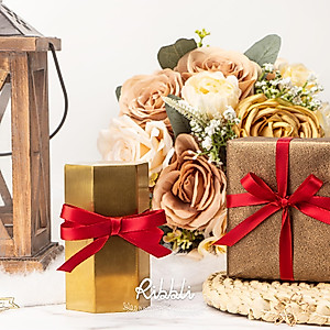 Ribbli Red Satin Ribbon Double Faced Satin 3/8 Inch x Continuous 50 Yards-Red Ribbon for Gift Wrapping Crafts Wedding Decoration Bows Bouquet Floral Arrangement