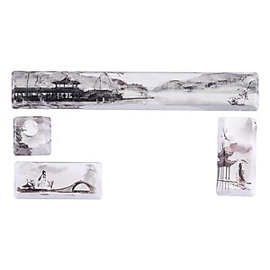 Bewinner1 DIY Keycaps, PTB PC Gaming Mechanical Keyboard Space Keycap ESC Keycap Enter Keycap Numpad Enter Keycap, Universal Computer Keyboards Cap Landscape Painting PTB Grey