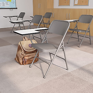 EMMA + OLIVER Premium Steel Folding Right Handed Tablet Arm Chair