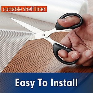 White and Clear Shelf Cabinet Liner, Drawer Liners Non-Adhesive 12 in X 20 Ft, Strong Grip Non Slip Shelving Liner for Kitchen Cabinets, Easy Install Storage, Drawers, Shelves Kitchenware Tableware L