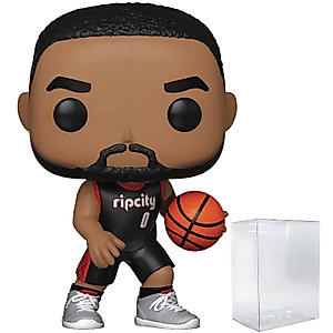 POP NBA: Blazers - Damian Lillard (Black Jersey) Funko Vinyl Figure (Bundled with Compatible Box Protector Case)