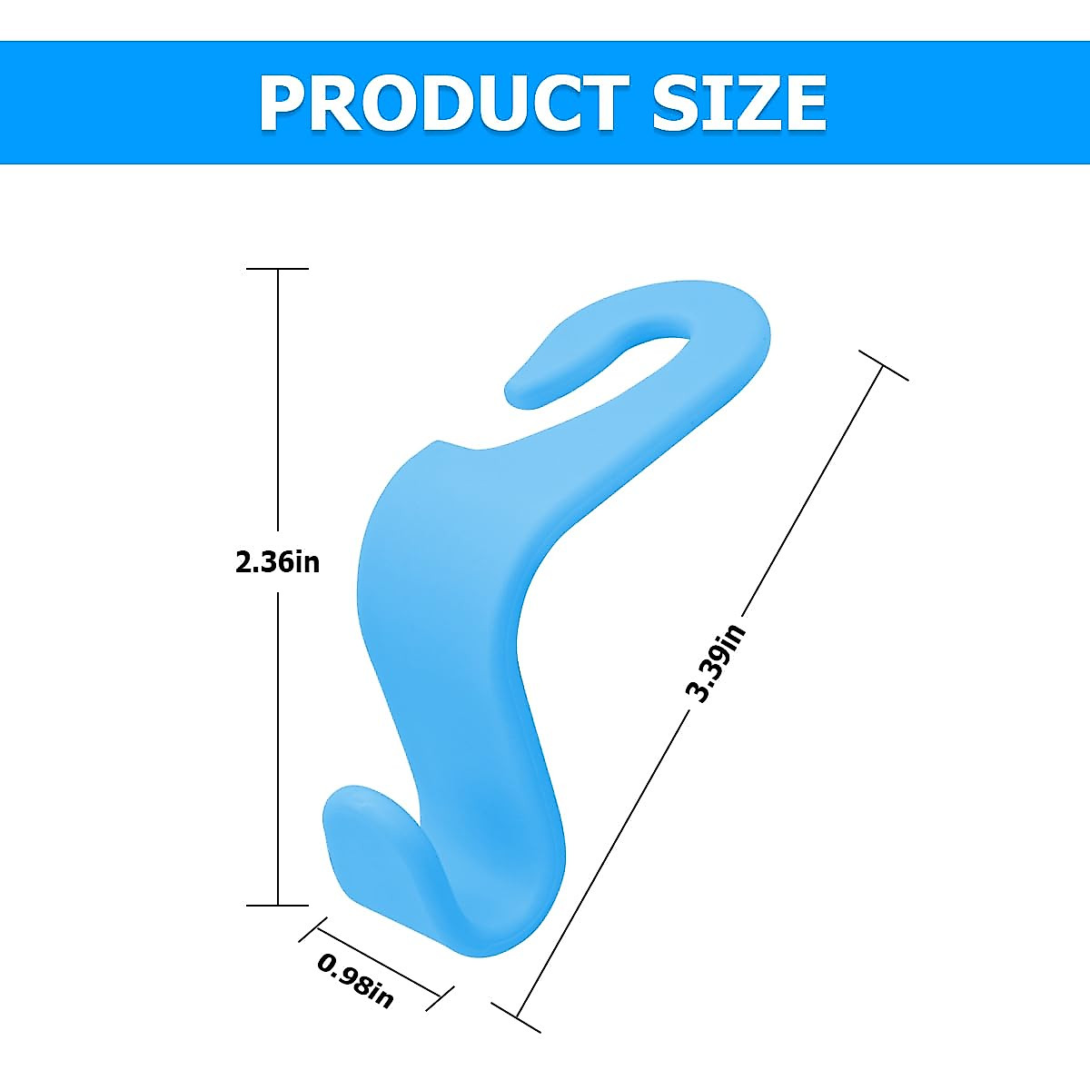 4PCS Car Back Seat Headrest Hooks, Rear Car Seat Storage Headrest Hanger Holder Hooks Organizer, Universal Auto Interior Accessories for Bag Purse Handbag Cloth Coats Grocery (Light Blue)