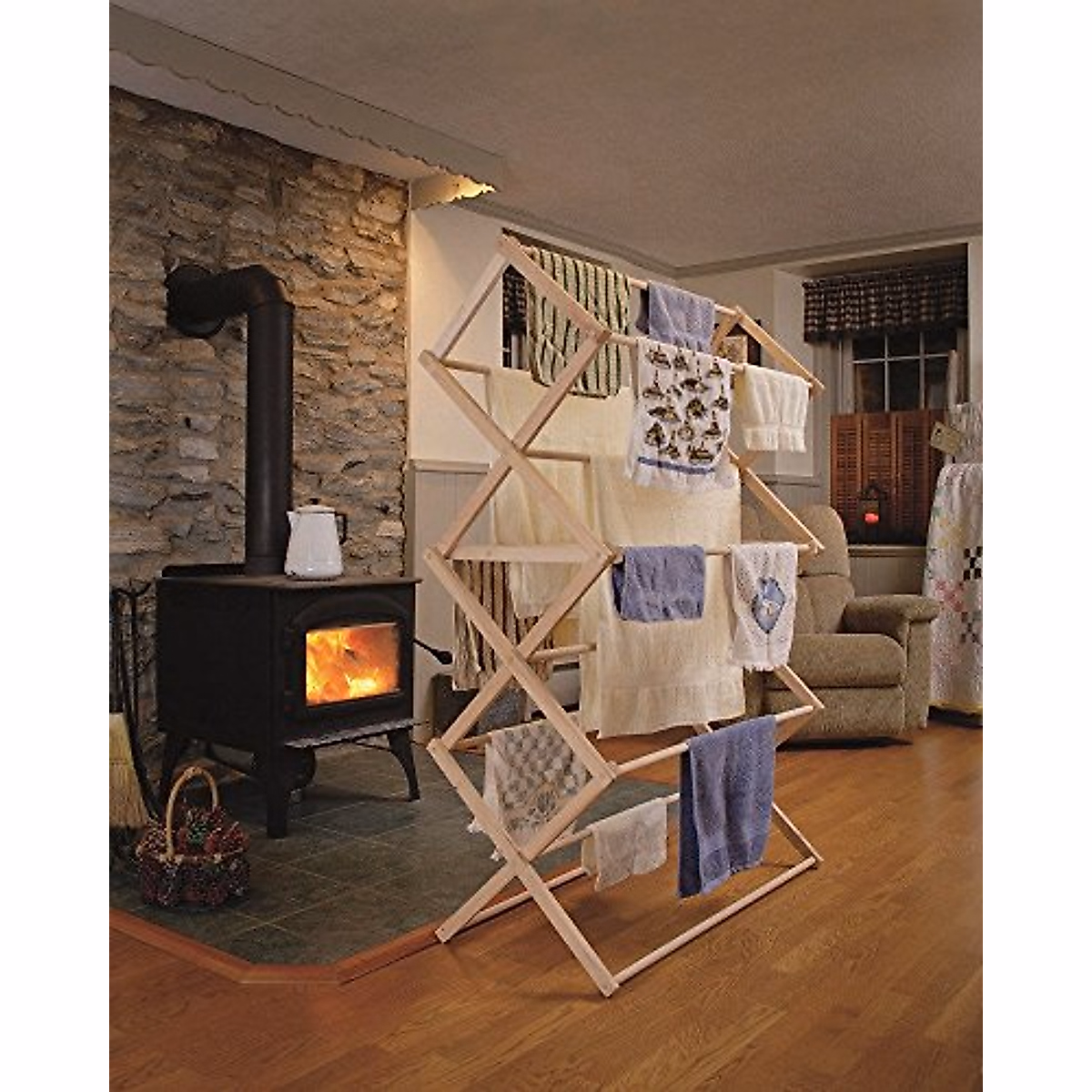 Saving Shepherd Extra Large Wood Laundry Drying Rack Collapsible, 48" Floor Unit
