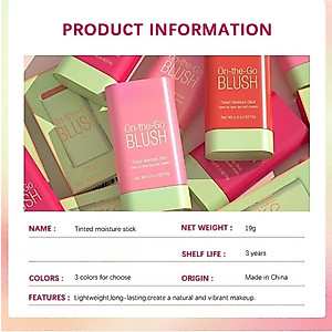 PICKX On-the-Go Makeup Blush Stick Tinted Moisture Stick, Shadow Lips Cheek Blusher Creamy Makeup Long Lasting Natural Nude Makeup for All Skin (3PC)