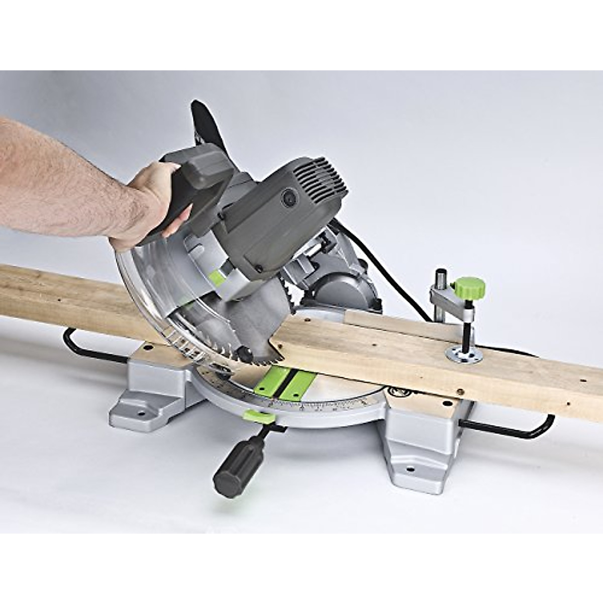 Genesis GMS1015LC 15-Amp 10-Inch Compound Miter Saw with Laser Guide and 9 Positive Miter Stops , Gray