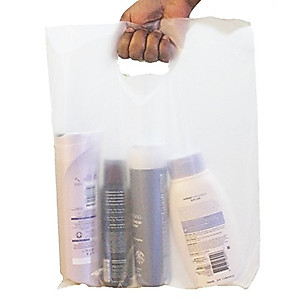 100 Extra Durable 2.5mil 12x15 Clear Merchandise bags Die Cut Handle-Semi-Glossy finish-Anti-Stretch. For Retail store plastic bags, Party favors, Handouts and more by Best Choice (Clear)