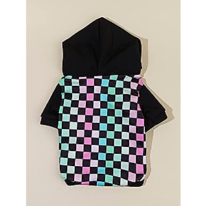 QWINEE Dog Hoodie Pet Clothes Checkered Cold Weather Clothes Winter Sweatshirt for Cat Puppy Small Medium Dogs Kitten Multicolor L