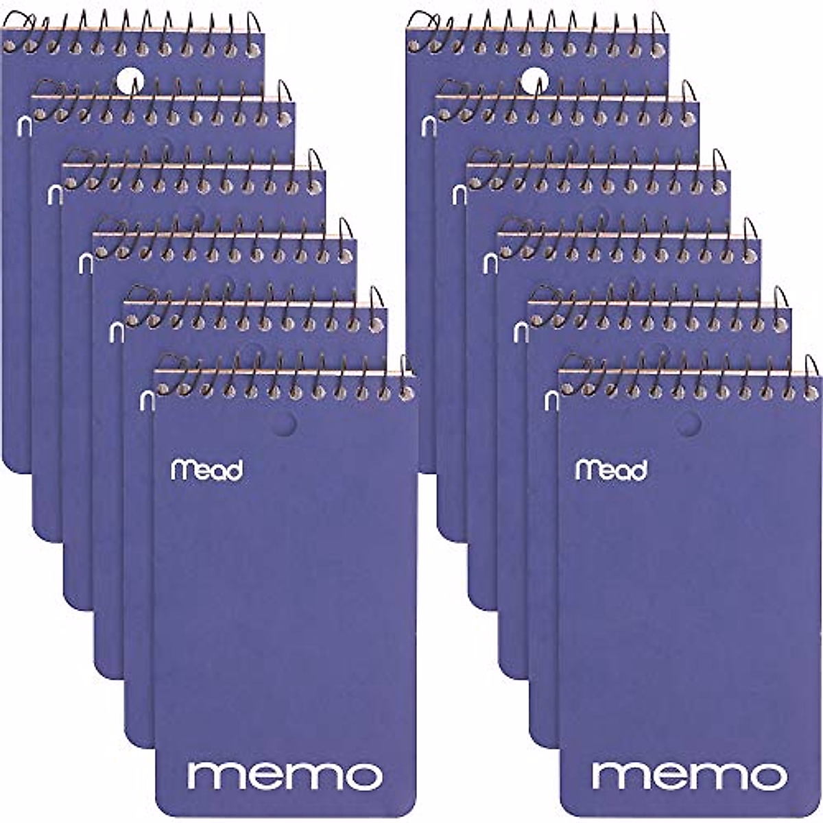 Mead Wirebound Memo Book, College Ruled, 3 x 5 Inches, Black, Red, Blue and Green, 60 Sheet Pad, 12 per Pack (45749)