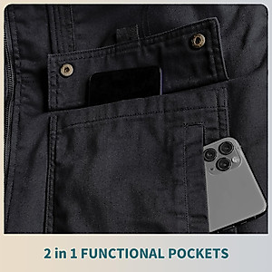 whattry Mens Casual Washed Cotton Military Jacket Warm Canvas Windbreaker