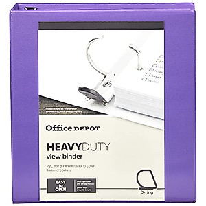 Office Depot® Brand Heavy-Duty D-Ring View Binder, 1 1/2" Rings, 54% Recycled, Purple