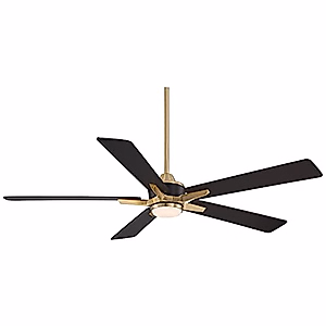 Casa Vieja 52" Vegas Nights Modern Indoor Outdoor Ceiling Fan with Dimmable LED Light Remote Control Soft Brass Black Damp Rated for Patio Exterior House Home Porch Gazebo Garage Barn