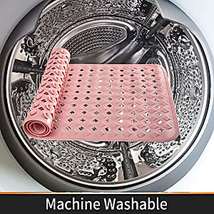 Yimobra Original Bathtub Mat Non Slip, Bath Mats for Tub, Shower Mat with Drain Holes Suction Cups, Machine Washable, BPA, Latex, Phthalate Free (Pink, 27.5 X 15.5 Inch)