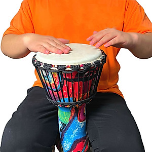 RUOSWTE 8.5 "Djembe Drum, Bongo Drum, Percussion Music, Sheepskin Drum Face, Professional Tuning, Hand Drum（Abstraction）