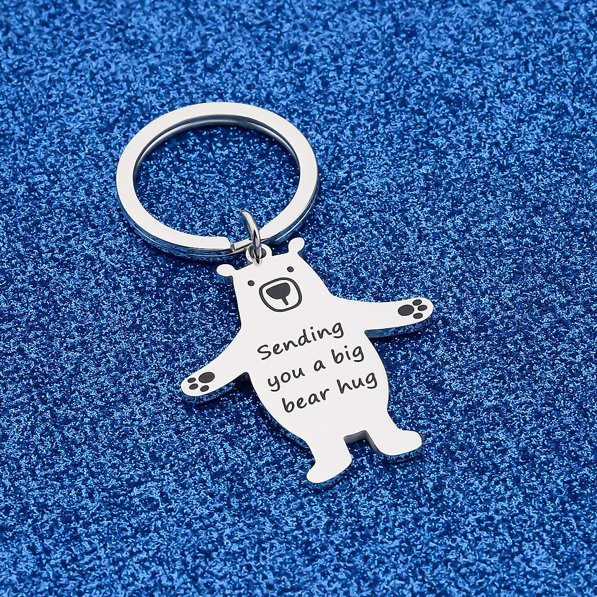 WUSUANED Long Distance Hug Jewelry Sending You A Big Bear Hug Keychain Long Distance Relationships Gift Isolation Missing You Gift (big bear hug keychain)