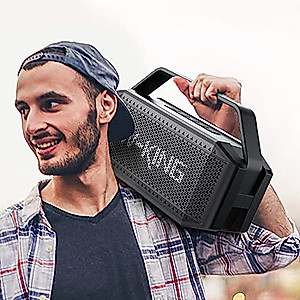 W-KING Portable Loud Bluetooth Speakers with Subwoofer, 60W (80W Peak) Outdoor Speakers Bluetooth Wireless Waterproof Speaker, Heavy Bass/V5.0/40H Play/Power Bank/TF Card/AUX/NFC/EQ, Large for Party