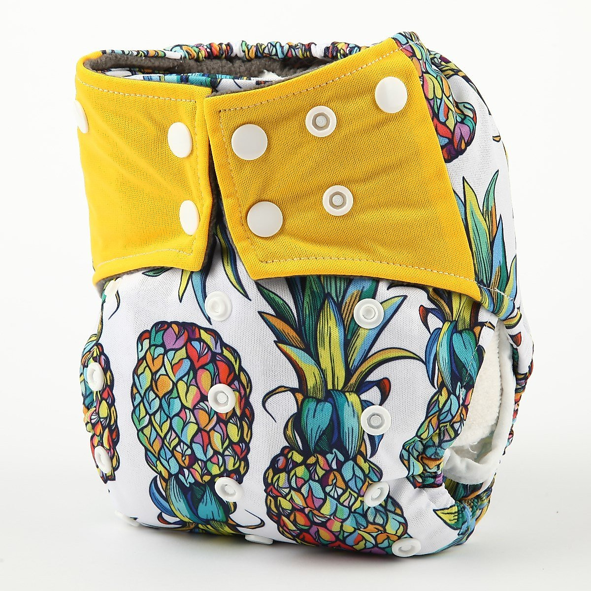 Sigzagor 3 AIll in One Cloth Diapers Nappies for Night AIO Sewn in Insert Reusable Washable (Arrow Pineapple Pack)