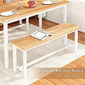 Recaceik Dining Benches, 39 Inch Table Benches, Pair of 2 Benches for Dining Room, Kitchen, Entryway, Bedroom, Industrial Small Bench Kitchen Bench with Metal Legs, Easy to Assemble, Walnut
