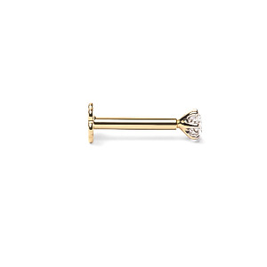 Demira Jewel's 14K Yellow Gold Real Diamond 6 Prong Nose Stud | 8MM Internally Threaded Screw Back Nose Stud
