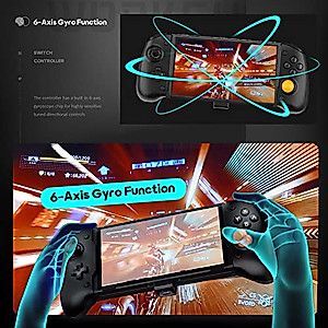 YOUHODA Ergonomic Nintendo Switch/Switch OLED Controller Grip for Handheld Mode with 6-Axis Gyro, Back Button Mapping, Vibration, PD Fast Charge
