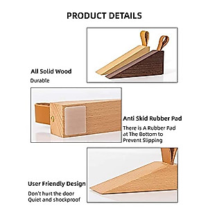 Wood Door Stopper, Solid Wooden Non-Slip Door Wedges, Sturdy and Durable Door Stop Wedge, Door Stopper Fit for Door Bottom Seam (0.2" - 1.3") 1 Pack