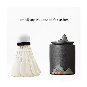 NS Online Black Small Urn Ashes Keepsake - 3.5 inches Ceramics Sharing Small Mountain Urn, Capacity 10 Cubic inches Memorial urn for Human, Pets - Qnty 1