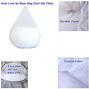 KOCKABC Bean Bag Chair Cover (No Filler), Upgrade Stuffed Animal Storage Bean Bag Chair Cover, Washable Cotton Linen Zipper Beanbag Replacement Cover (Light Gray, L: 39x47 inch)
