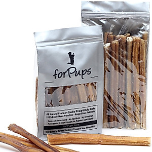 forPups Thick Bully Sticks (1 Pound - 8 Inch) (16 oz Pack) - All Natural, Grass-Fed, Non-GMO (8") (1 lb) 100% Beef Pizzle Dog Chews, Fully Digestible, Best Dental Treats