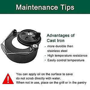 Quantfire Cast Iron Cap for Big Green Egg Dual Function Metal Top, Daisy Wheel Chimney Cap for M/L/XL/XXL Big Green Egg Accessories Replacement