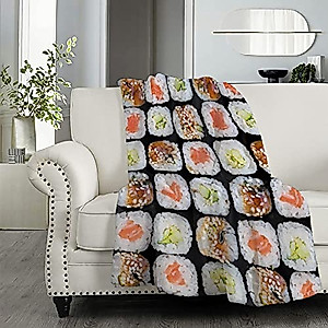 Food Sushi Blanket Cozy Soft Lightweight Flannel Throw Blanket for Bed Sofa Travel All Season Large 80"x60" Adults