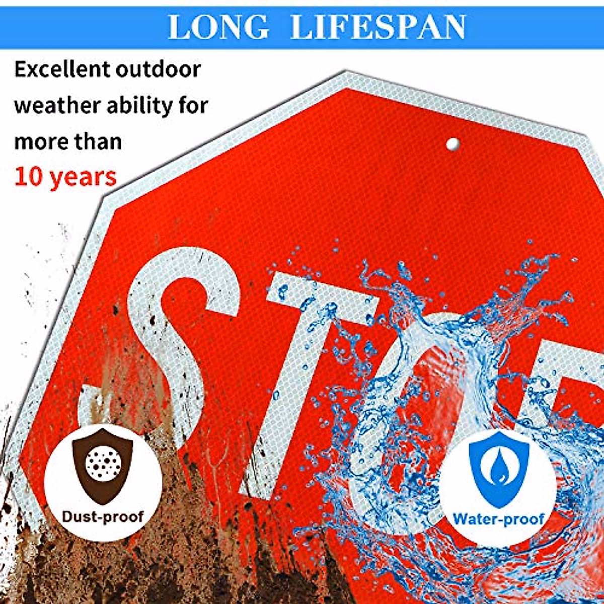 Faittoo Stop Signs, (2 Pack) 24 x 24 Inches Octagon Engineer Grade Reflective Sheeting Street Slow Warning Signs, Rust Free Aluminum, UV Protected and Waterproof, Weather Resistant, Durable Ink