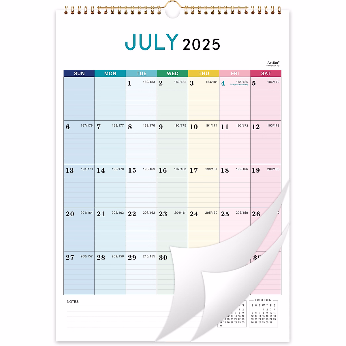 Wall Calendar 2023-2024 - Calendar 2023-2024, Jan. 2023 - Jun. 2024, 12" x 17", 2023 Wall Calendar with Thick Paper, Twin-Wire Binding + Hanging Hook + Large Blocks with Julian Dates - Colorful Lump