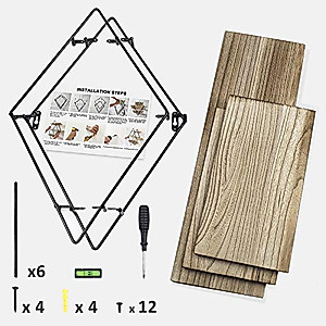 Befayoo Floating Shelves for Wall, Rustic Wood Geometric Style Decor Shelf for Bathroom Bedroom Living Room Kitchen Office (Diamond, Natural)