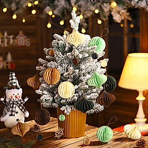 TecUnite 50 Pcs Glitter Christmas Party Decorations 3D Mini Glitter Edge Paper Honeycomb Ornament Honeycomb Tissue Hanging Ornament for Xmas Tree Decoration Wedding Birthday Party(Classic)