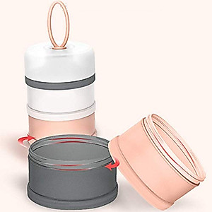 Kaptin Formula Dispenser,Non-Spill Portable Stackable Baby Milk Powder Dispenser,Snack Storage Container,BPA Free,4 Feeds (Pink)