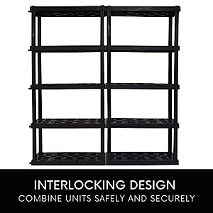 Oskar 5-Tier Storage Shelf, Interlocking Heavy Duty Shelving Unit, 750 lbs(‎18 x 36 x 73.8 inches), Multipurpose Organizer for Garage, Basement, Utility Shed, Workshop, Made in North America, Black