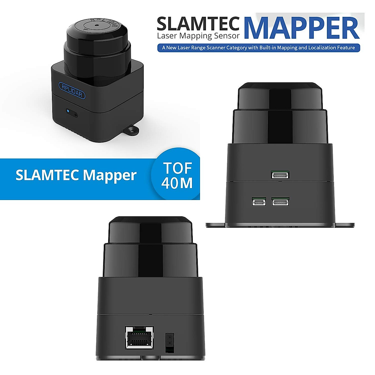 youyeetoo Slamtec RPLIDAR SLAMTEC M2M2 TOF Laser Scanner Kit 40 Meters Scanning Radius LIDAR Sensor for Map Construction and Navigation of Robots
