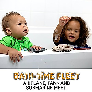 SplashEZ Mold Free Bath Toys for Kids & Toddlers, Sealed No Hole Baby Bath Toys, Soft Durable Military Set, Float on Water, No Mold Design for Shower Tub Pool, Infant Babies Ages 0-1-3-6-12-18 Mo