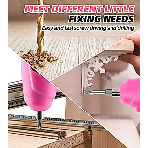 DIFFLIFE 28PCS Pink Power 3.6V Cordless Electric Screwdriver Rechargeable Electronic Mini Automatic Gyroscopic Screw Gun Kit for Home - Pink Tools for Women
