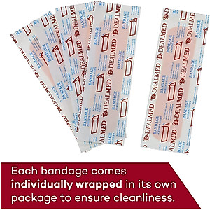 Dealmed Fabric Flexible Adhesive Bandages – 100 Count (3 Pack) Bandages with Non-Stick Pad, Latex Free, Wound Care for First Aid Kit, 3" x 3/4"