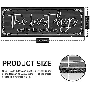 KOZYFLY Laundry Room Rug Runner 20"x60" Non Slip Laundry Rug Kitchen Rugs Washable Laundry Room Mat Waterproof Mudroom Floor Carpet Runner Bathroom Decor Farmhouse Rugs, 2x5, Dark Grey